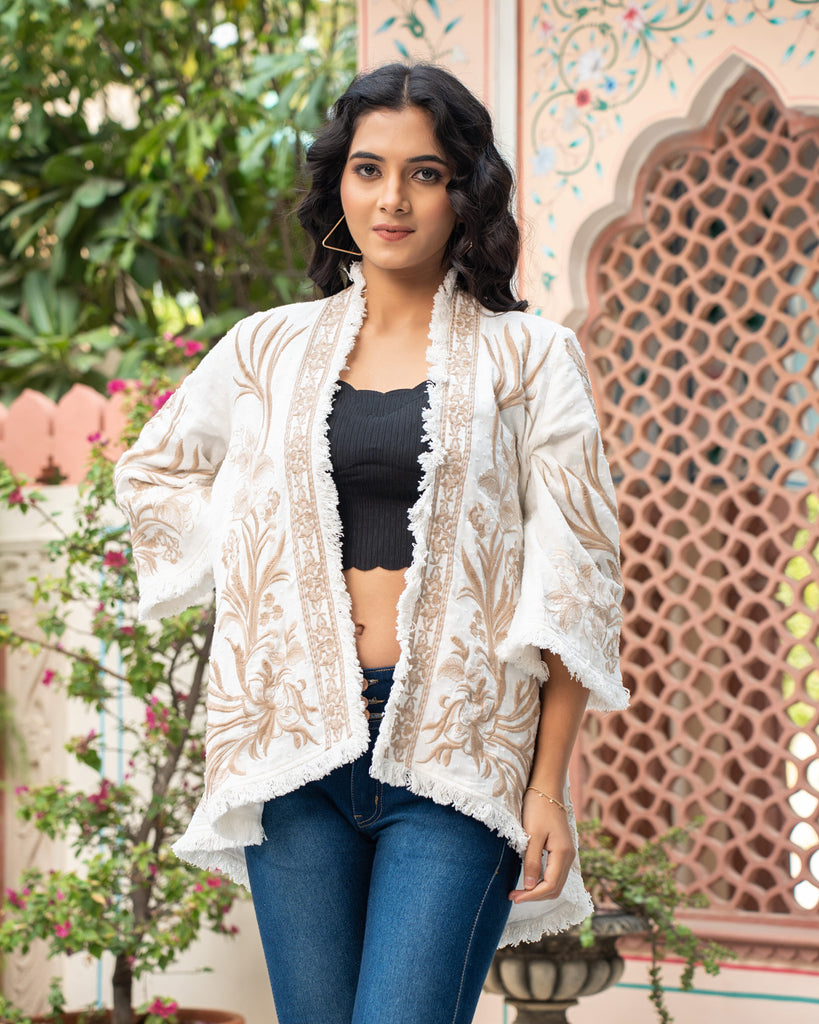 Shop Elegant White Cotton Jacket | Women Jacket | Zolo Label